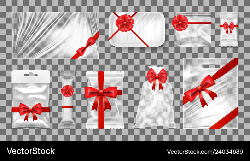 Big transparent empty white plastic gift pack Vector Image