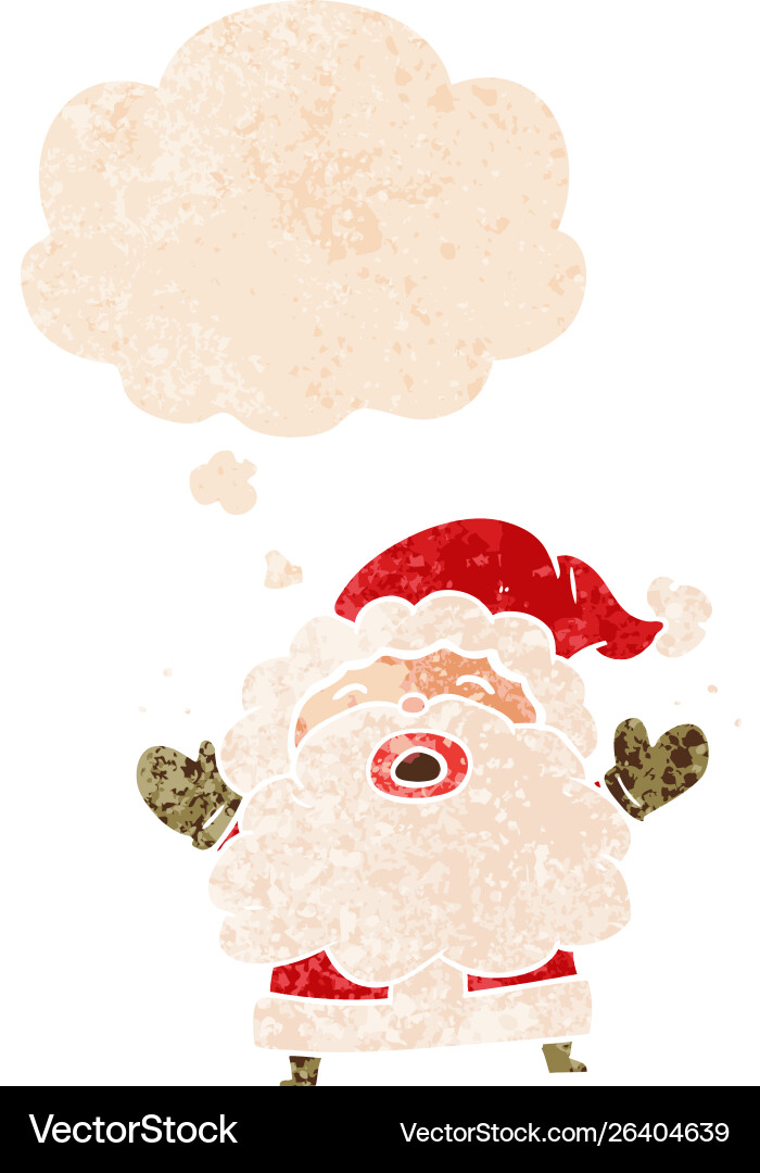 Cartoon santa claus shouting and thought bubble Vector Image