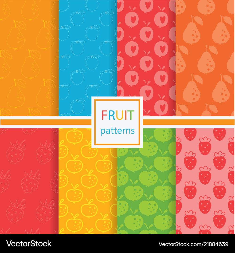 Fruits seamless patterns set Royalty Free Vector Image