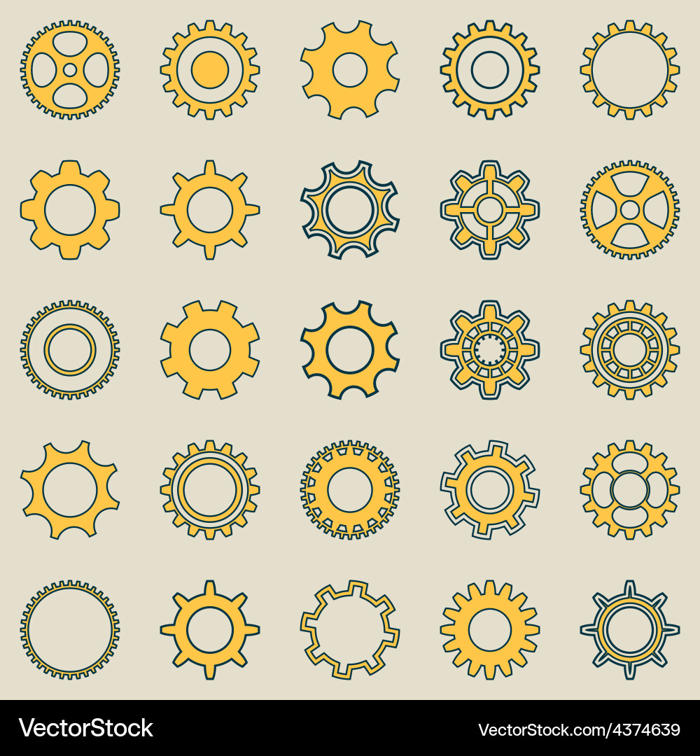 Gear wheel retro collection Royalty Free Vector Image