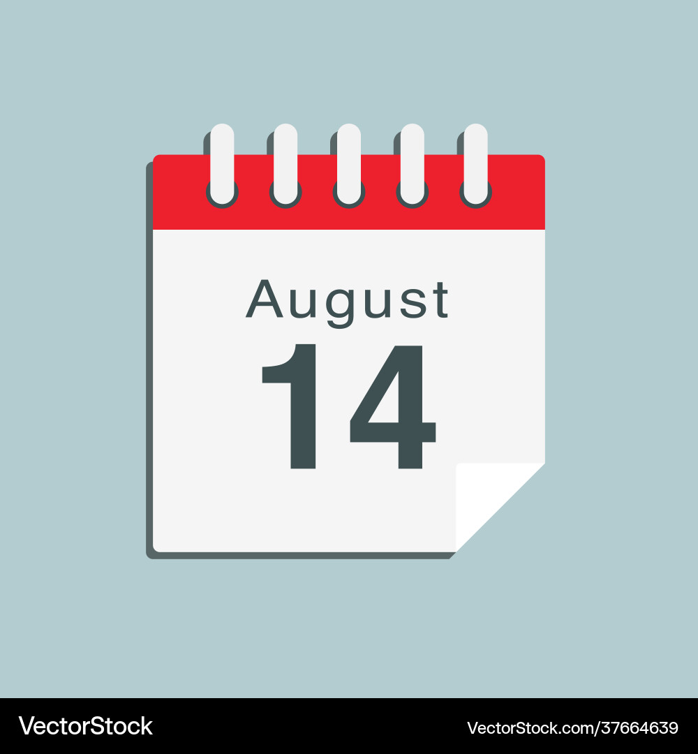 Icon day date 14 august template calendar page Vector Image