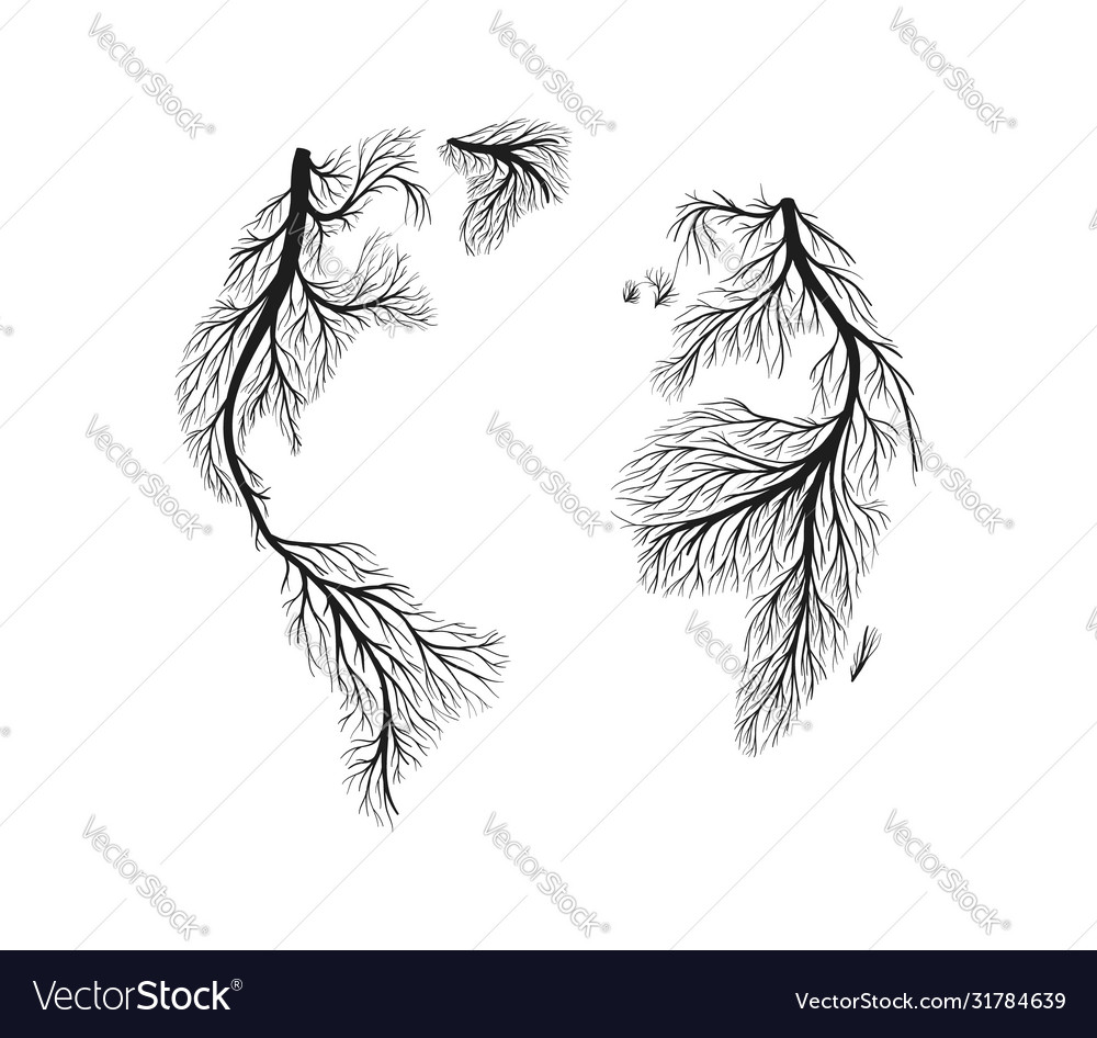 Isolated tree root world map earth shape concept Vector Image