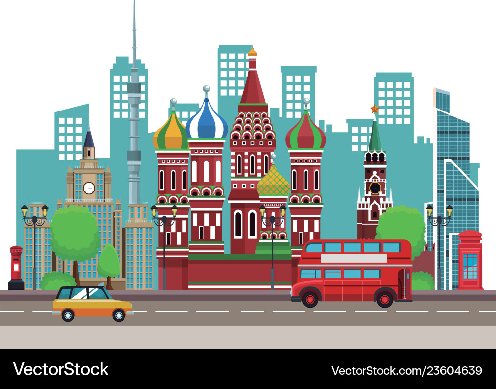 Russian relevant buildings Royalty Free Vector Image