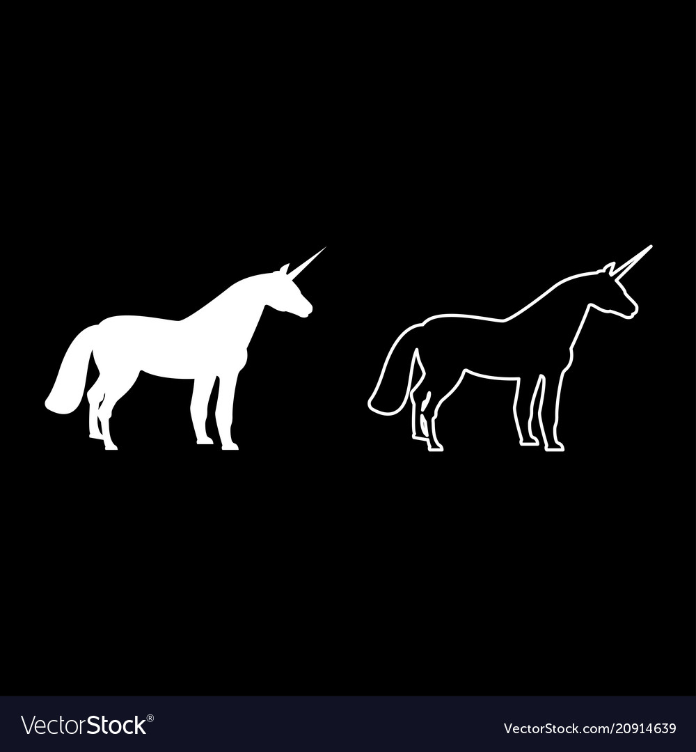 Unicorn icon set white color flat style simple Vector Image