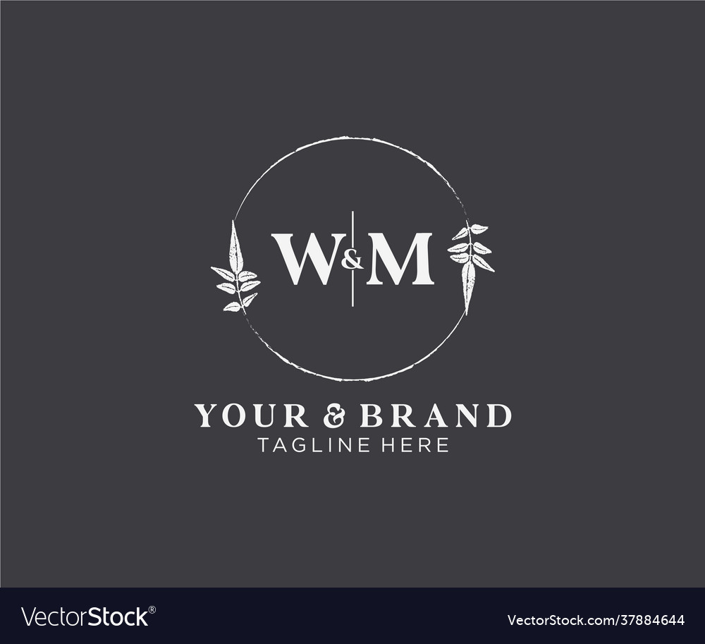 Initial wm letters floral frames botanical Vector Image Initial wm letters floral frames botanical Vector Image