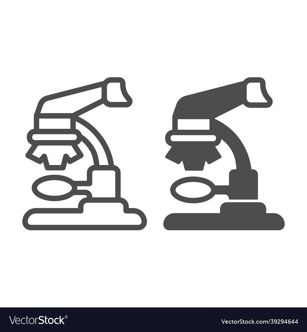 Laboratory microscope line and solid icon Vector Image
