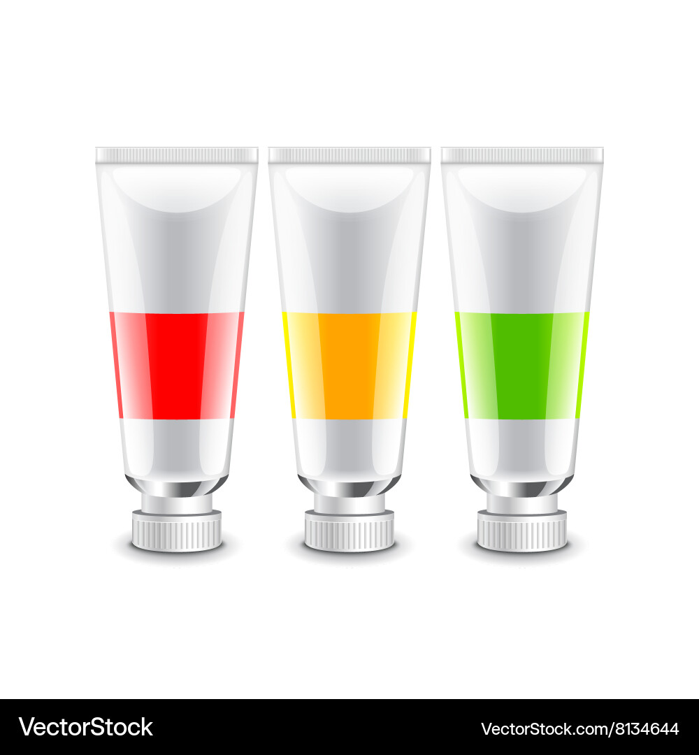 Oil paint tubes isolated on white Royalty Free Vector Image