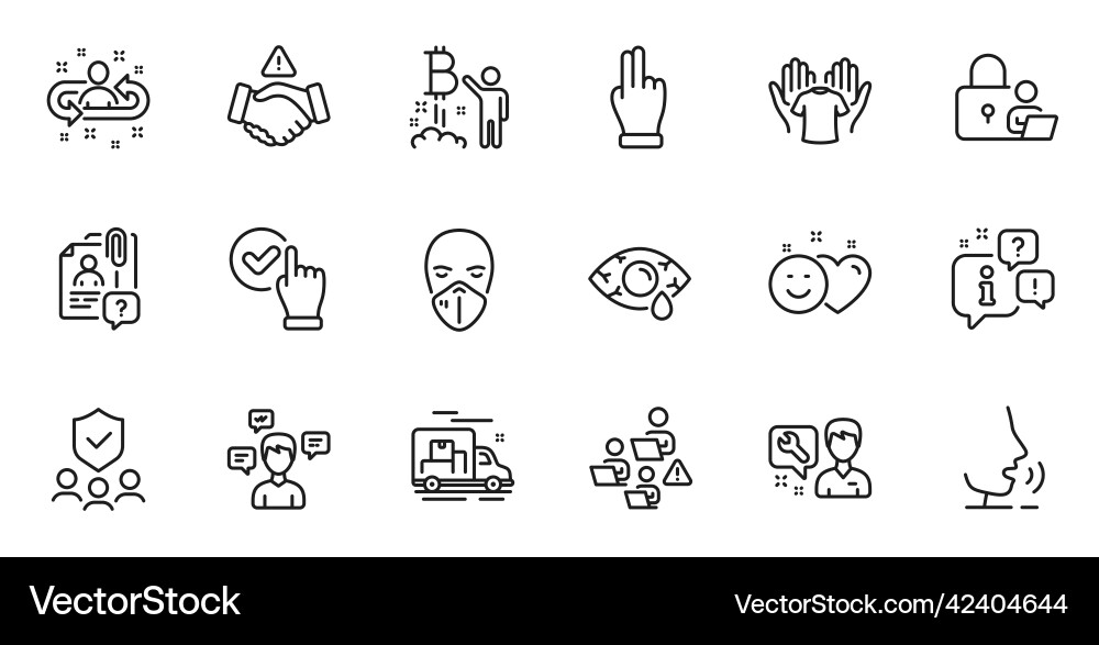Outline set of security agency click hand Vector Image