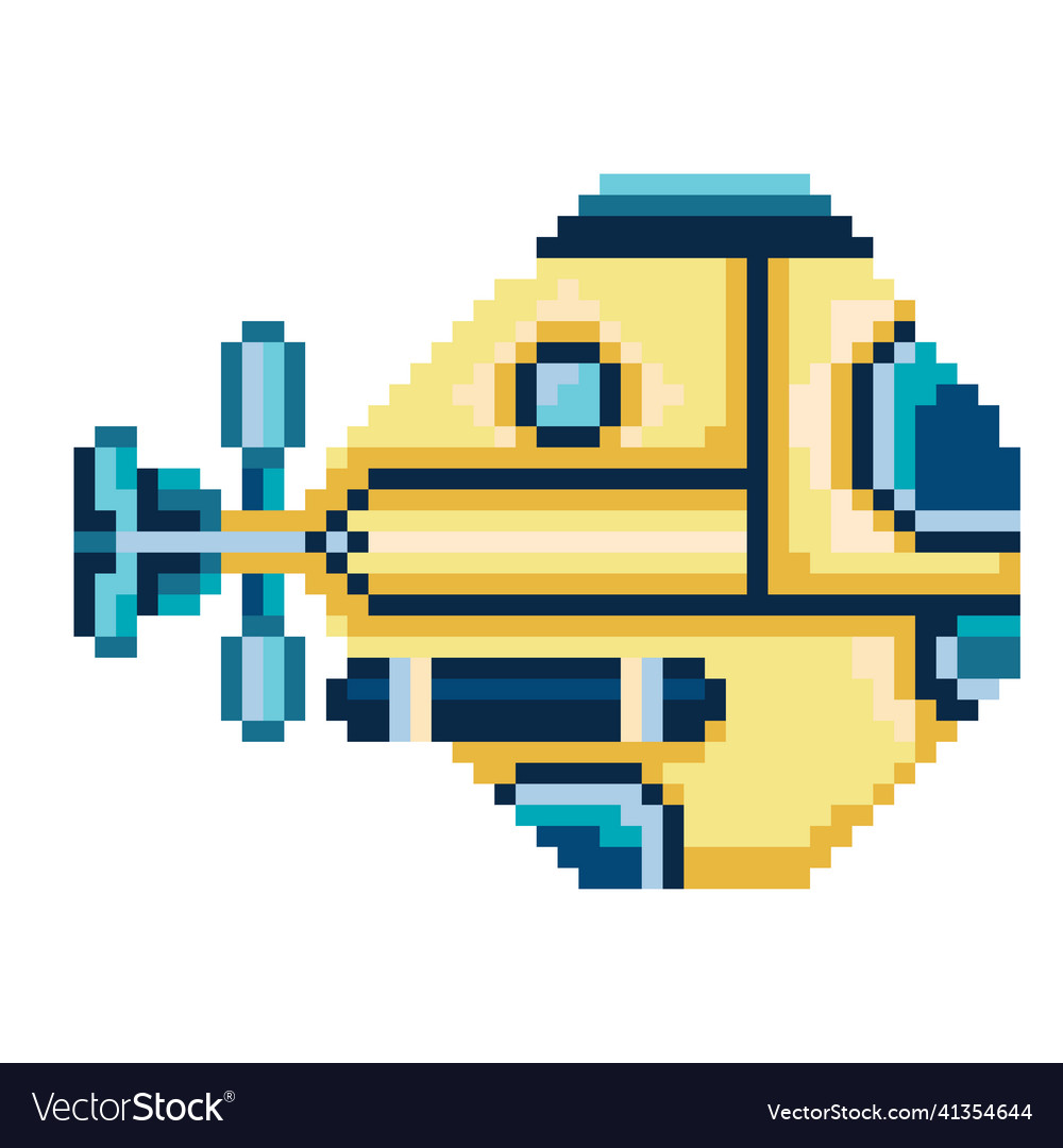 Pixel art bathyscaphe or submarine in 8 bit style Vector Image