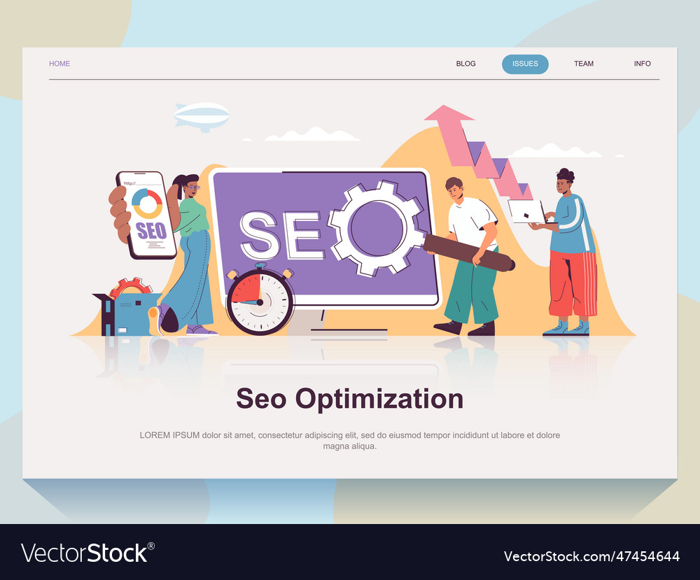 Seo optimization web concept for landing page Vector Image