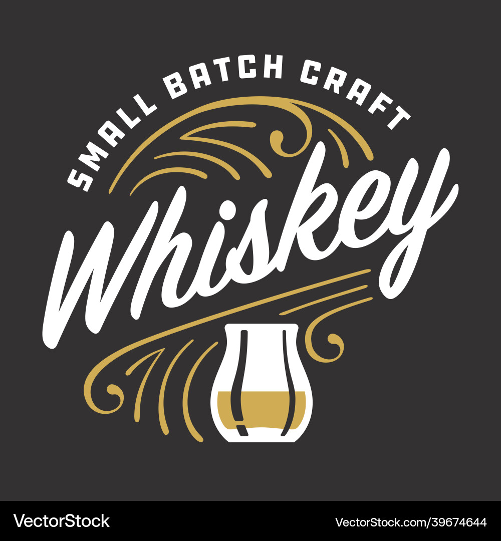 Small batch craft whiskey custom lettering Vector Image