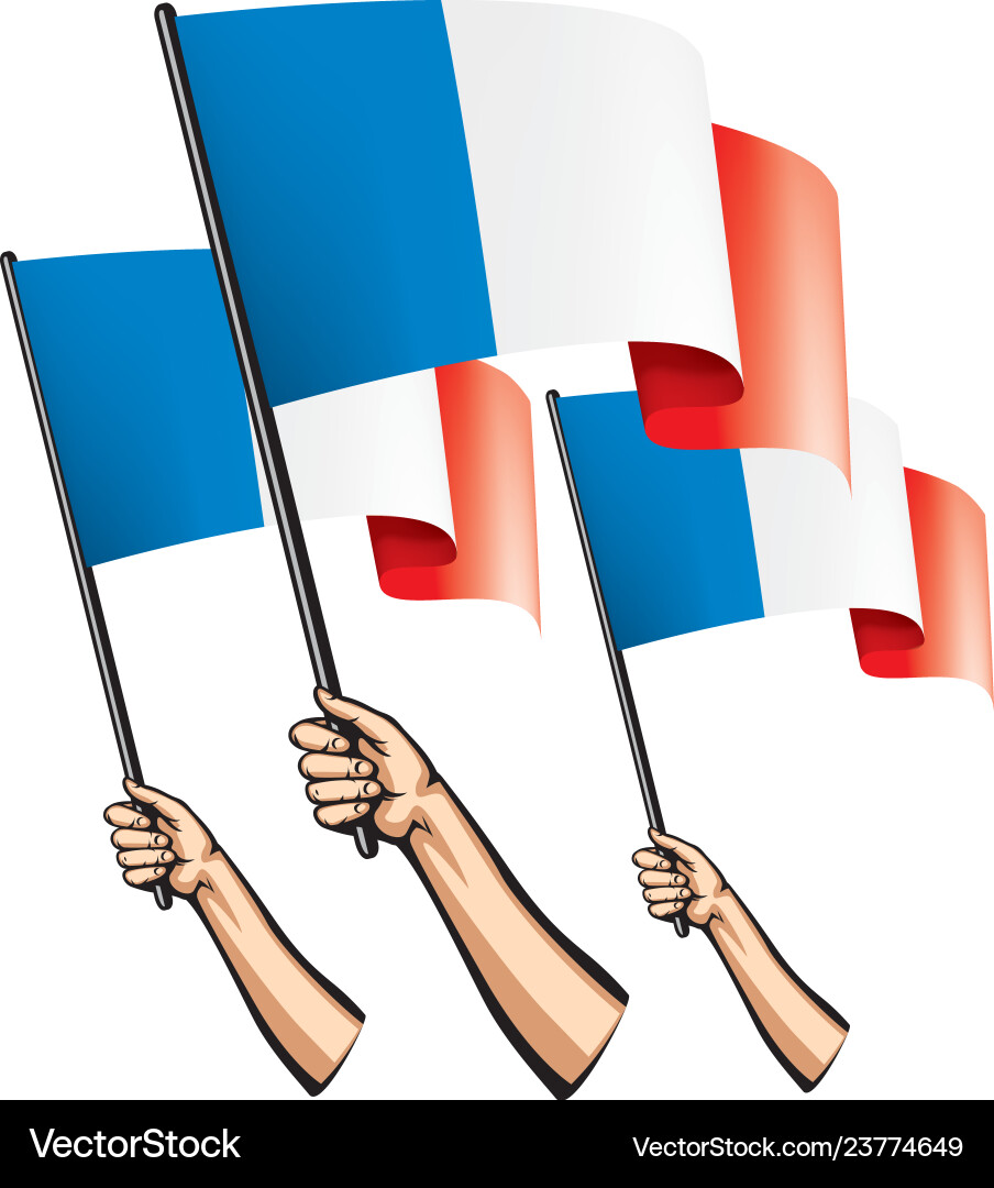 France flag and hand on white background Vector Image