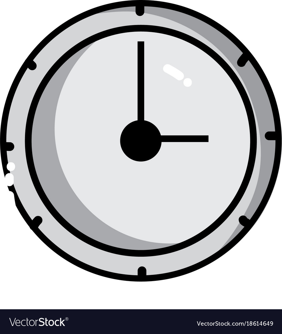 Grayscale wall circle clock object design Vector Image