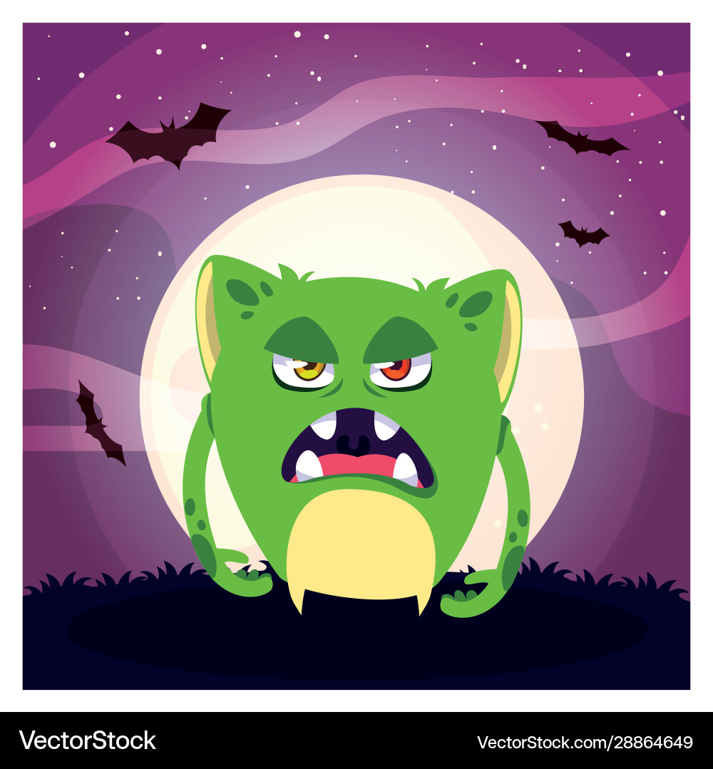 Scary monster in halloween night angry Royalty Free Vector