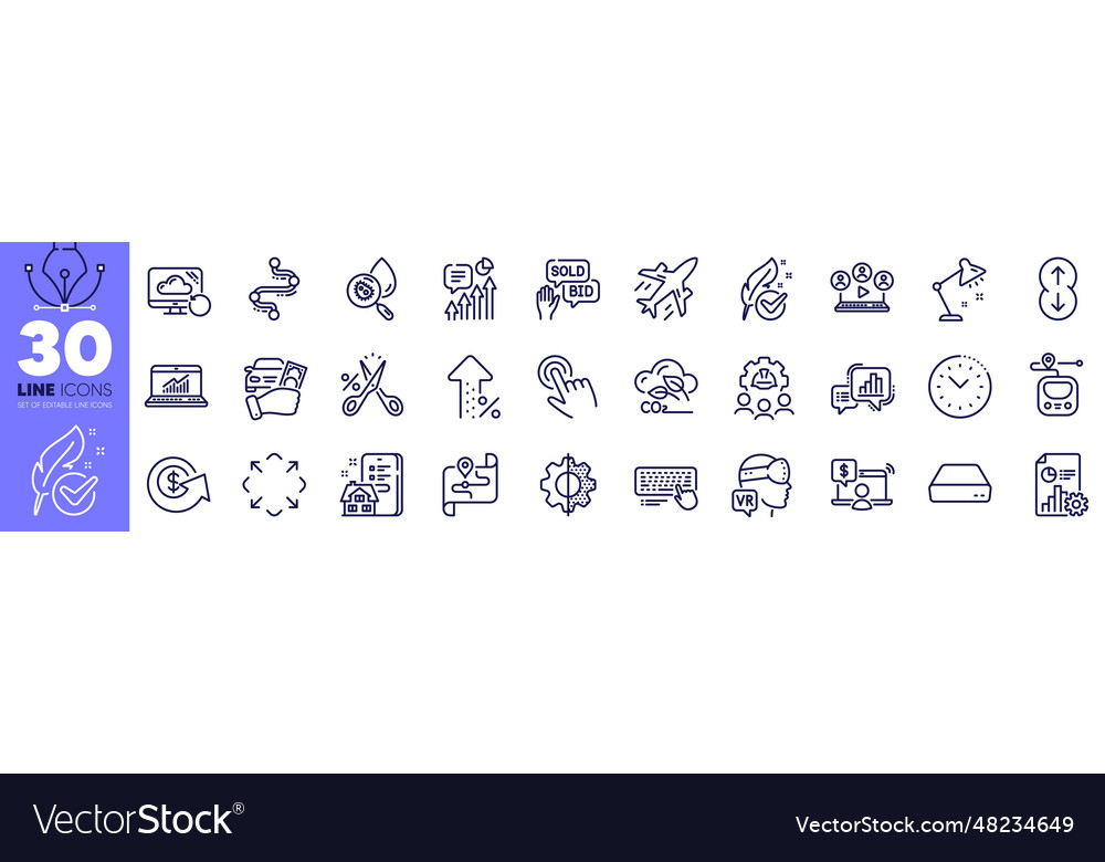 Scroll down cursor and augmented reality line Vector Image