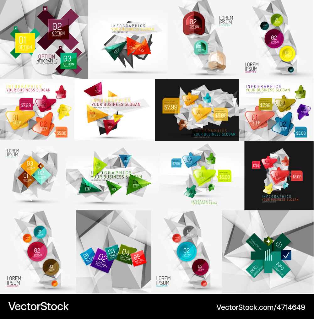 Set light paper design option infographic Vector Image