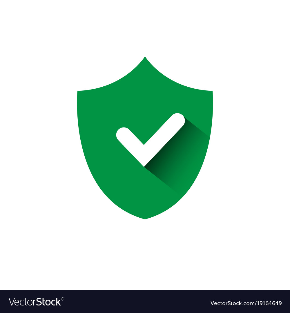 Shield With Check Mark Green Icon Protection And Vector Image