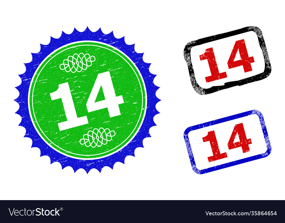 14 Rosette And Rectangle Bicolor Badges Royalty Free Vector
