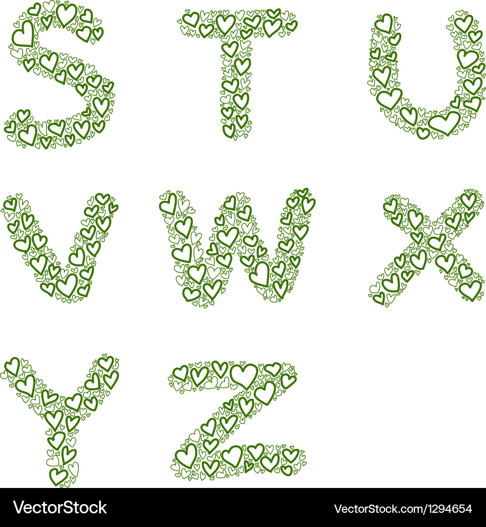 Hand-drawn heart alphabet set Royalty Free Vector Image