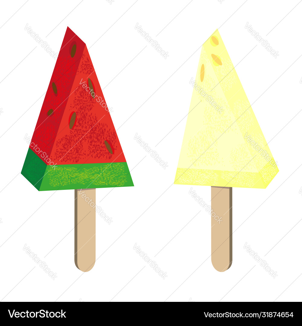 Ice cream made from watermelon and melon set Vector Image