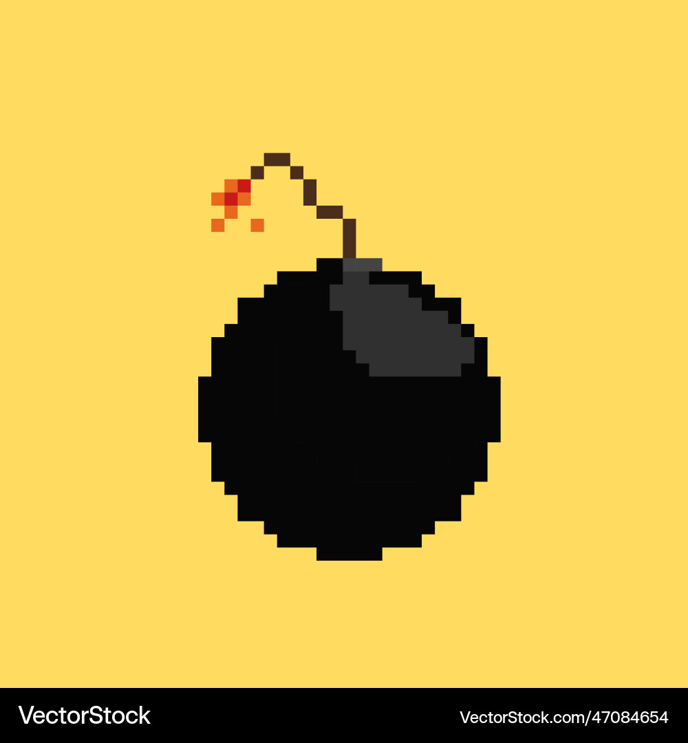 Pixel bomb with burning fuse Royalty Free Vector Image