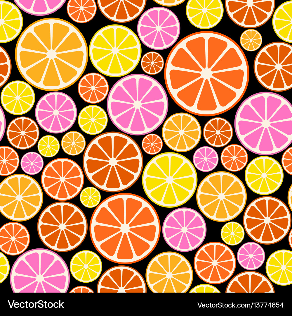Seamless colorful pattern with citrus fruit Vector Image