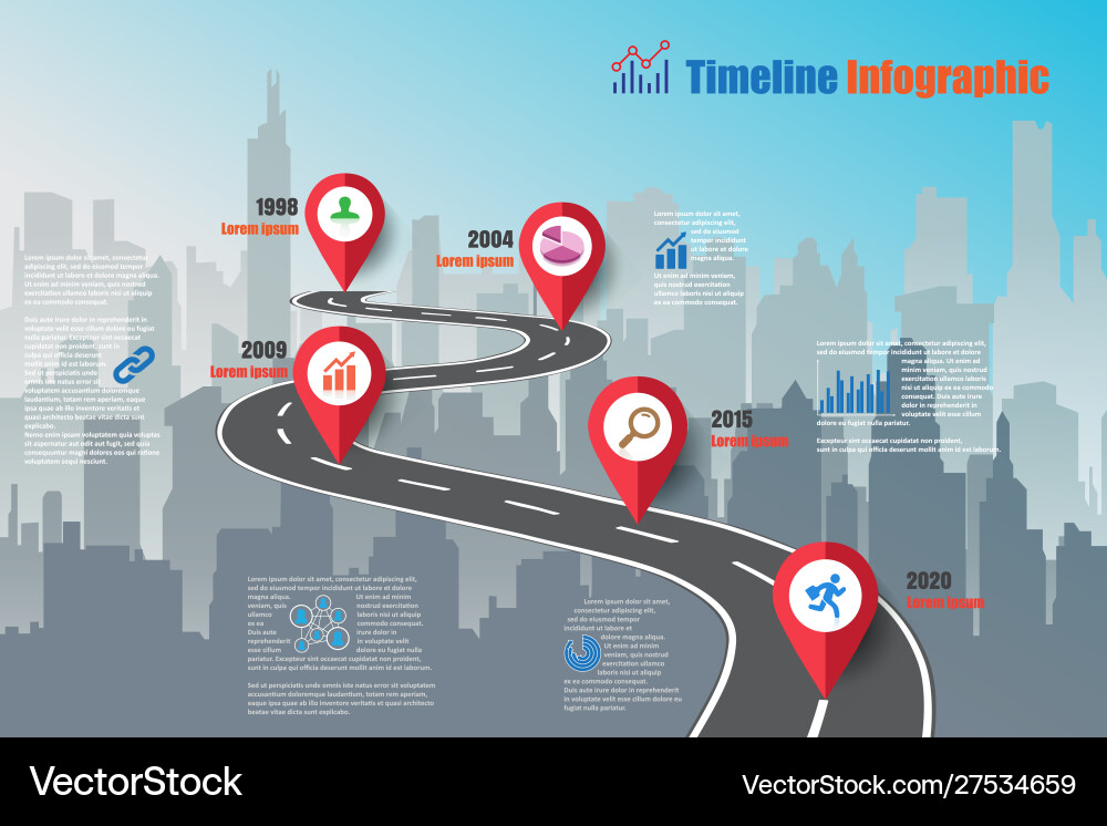 Business road map timeline infographic Royalty Free Vector