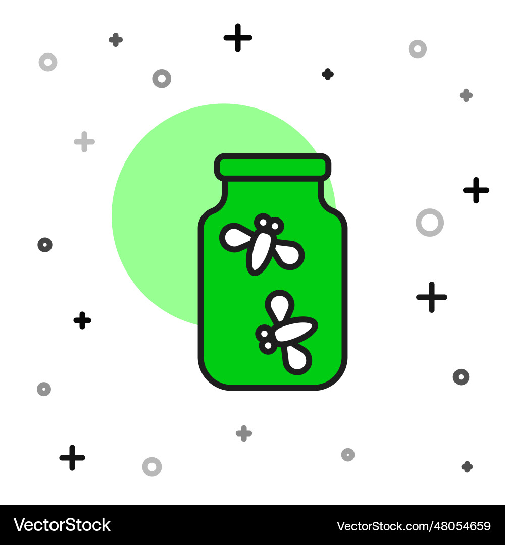 Filled outline fireflies bugs in a jar icon Vector Image