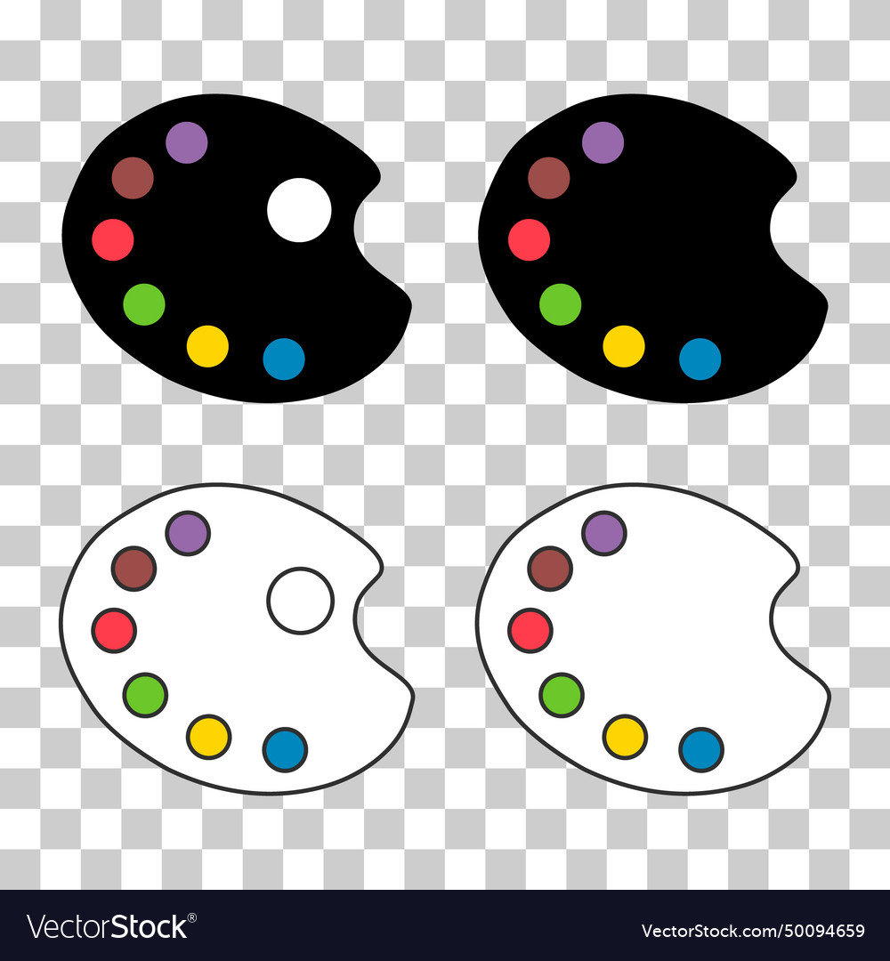 Set of flat art tool palette paints color artist Vector Image