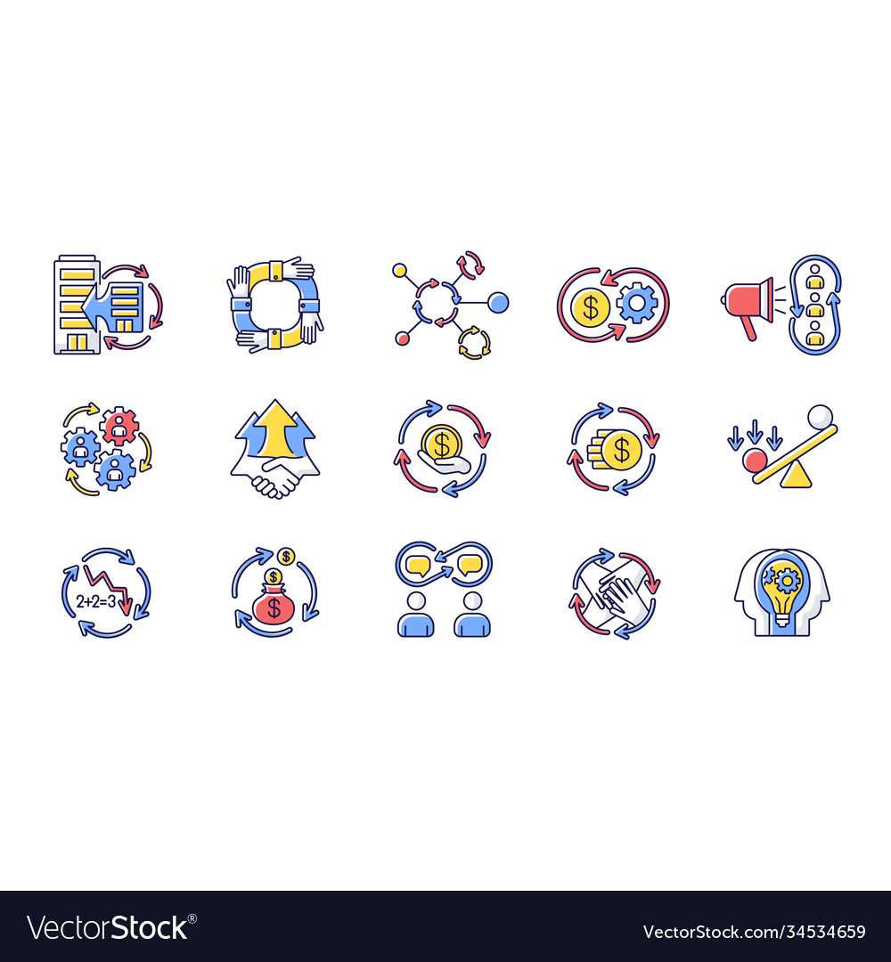 Synergy rgb color icons set Royalty Free Vector Image Synergy rgb color icons set Royalty Free Vector Image