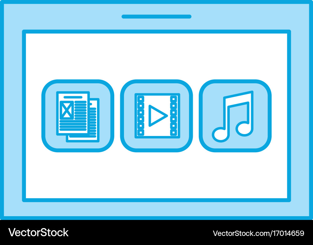 Tablet device with files Royalty Free Vector Image