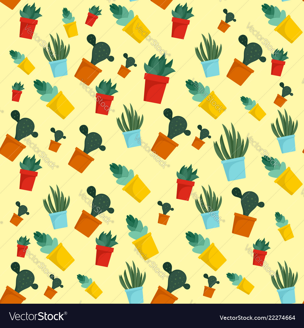 Cactus pattern flat style Royalty Free Vector Image