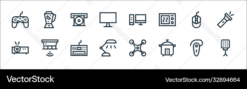Electronics line icons linear set quality line Vector Image