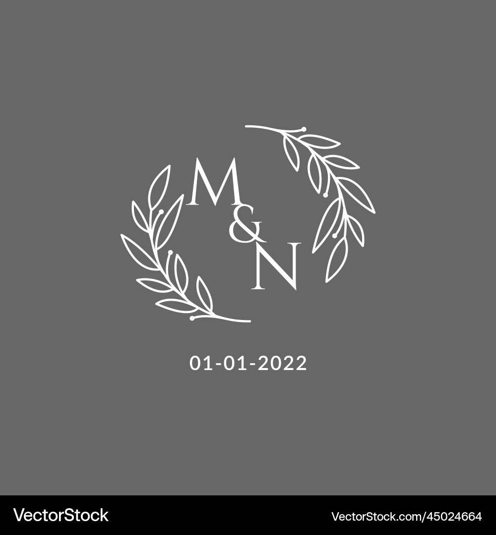 Initial letter mn monogram wedding logo Royalty Free Vector