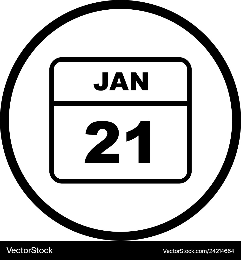 January 21st date on a single day calendar Vector Image