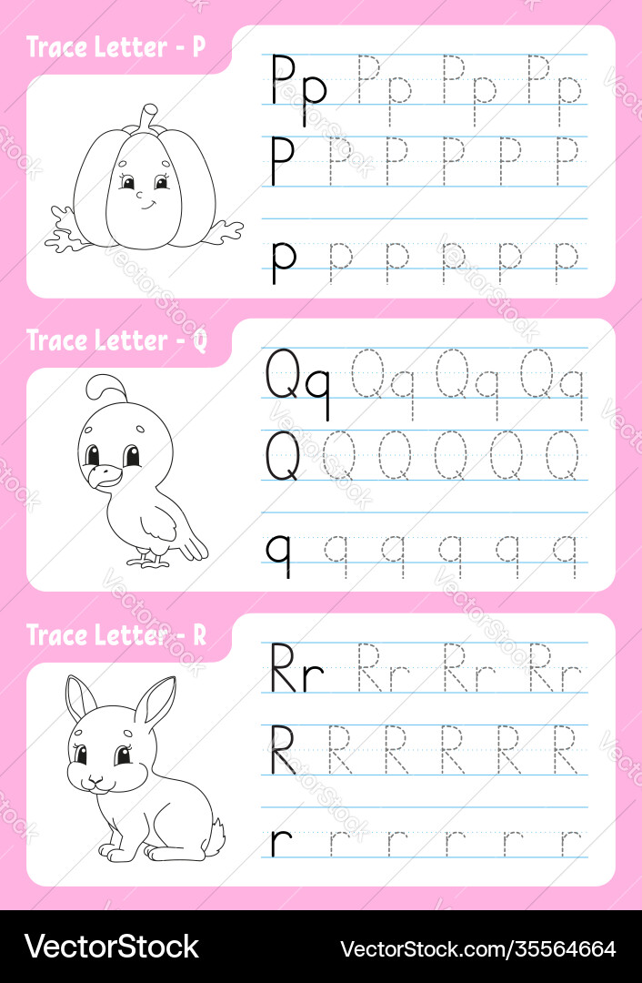 Writing letters tracing page worksheet for kids Vector Image