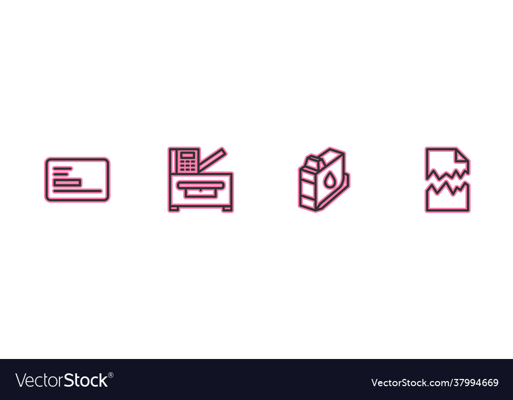 Set line business card printer ink cartridge Vector Image Set line business card printer ink cartridge Vector Image