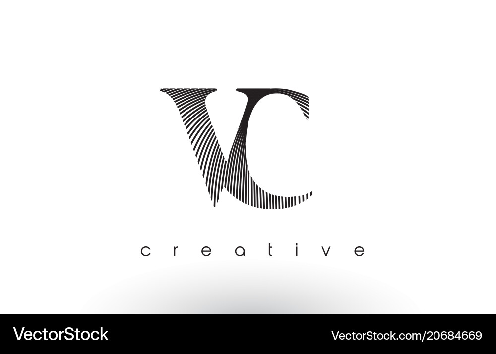 Vc logo design with multiple lines and black and Vector Image