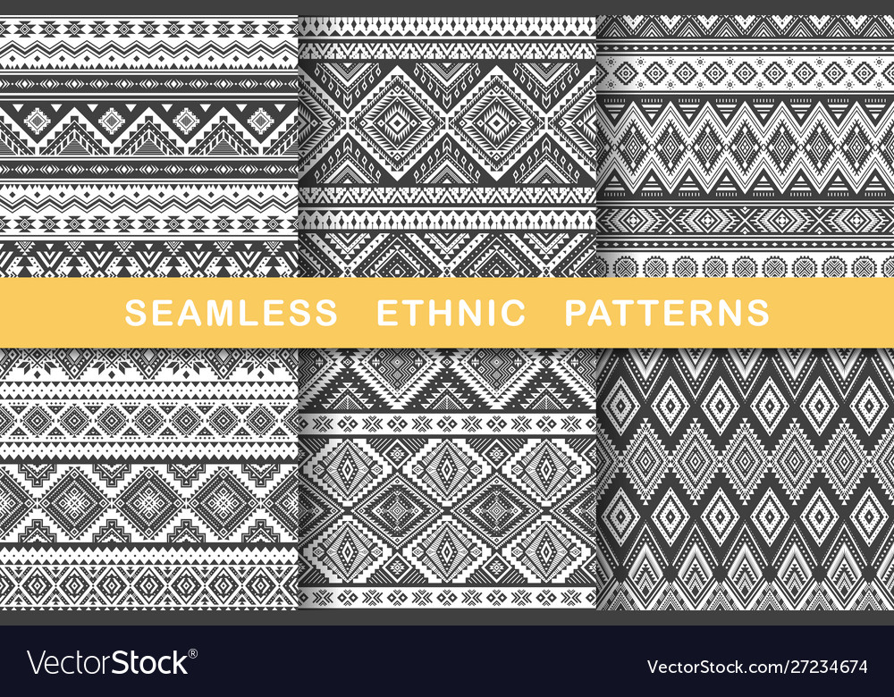 Ethnic seamless patterns Royalty Free Vector Image