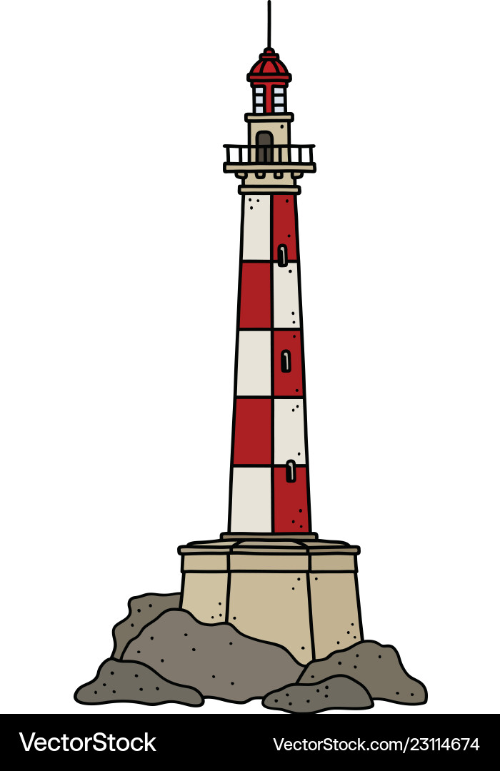 Red and white lighthouse Royalty Free Vector Image