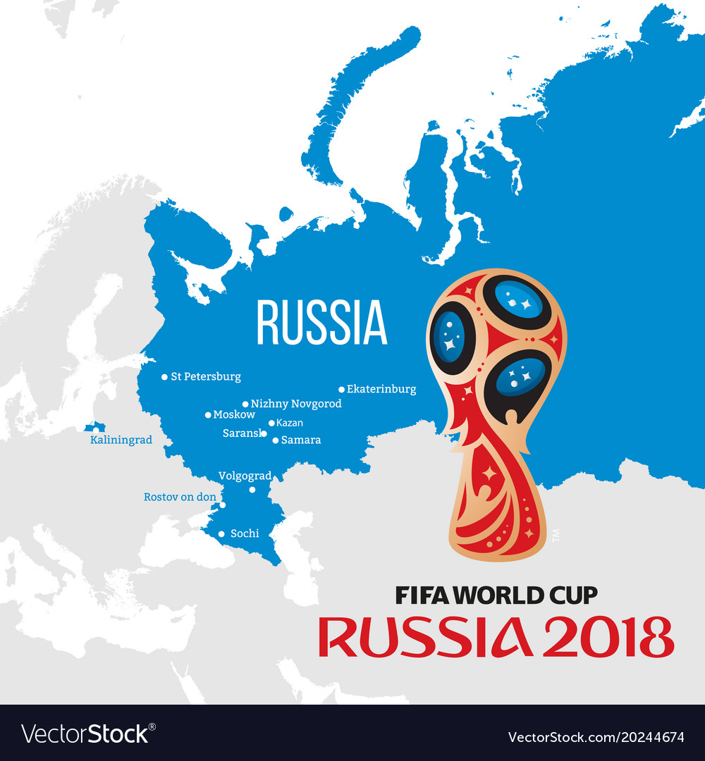Russia world cup 2018 with map Royalty Free Vector Image