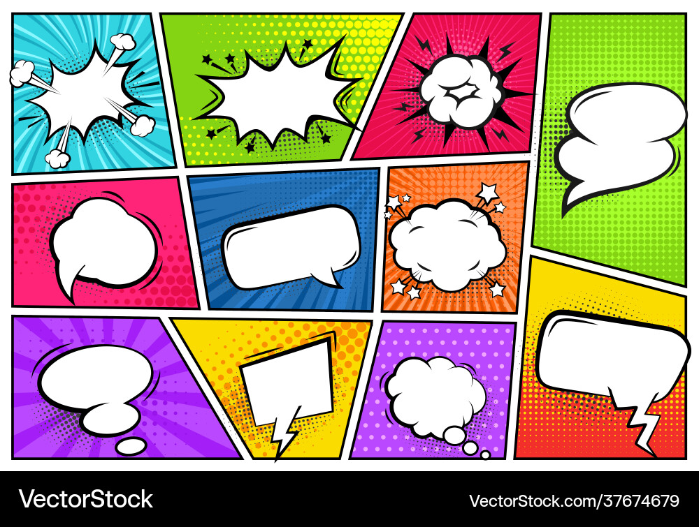 Comic frames with speech bubbles talk balloons Vector Image