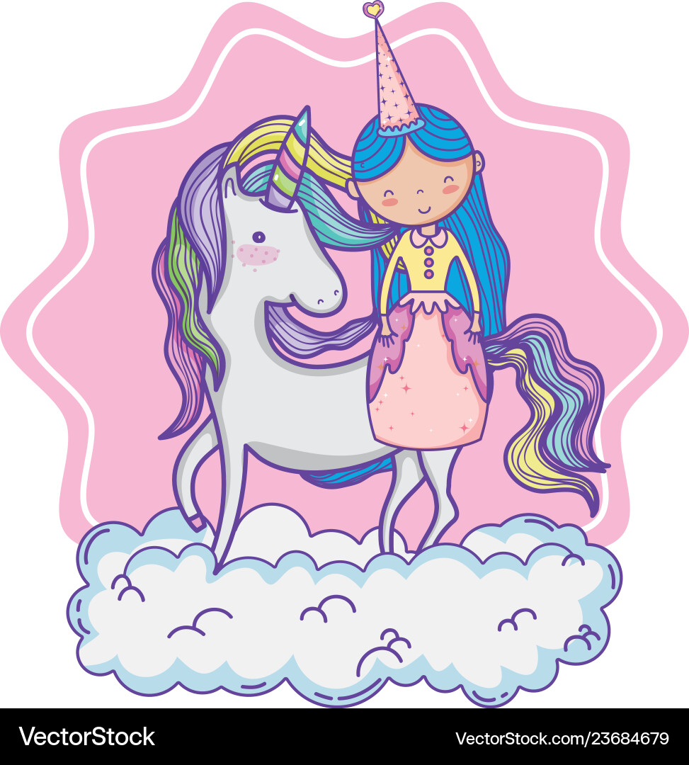 Cute magic princess cartoon Royalty Free Vector Image