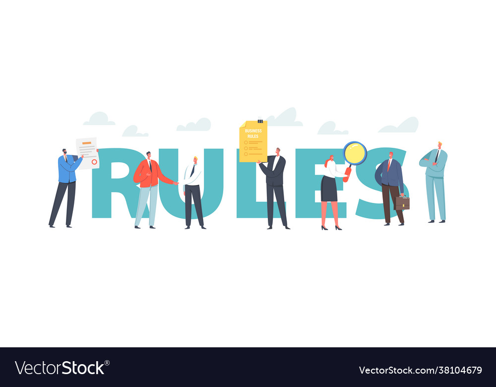 Rules concept characters read business laws Vector Image
