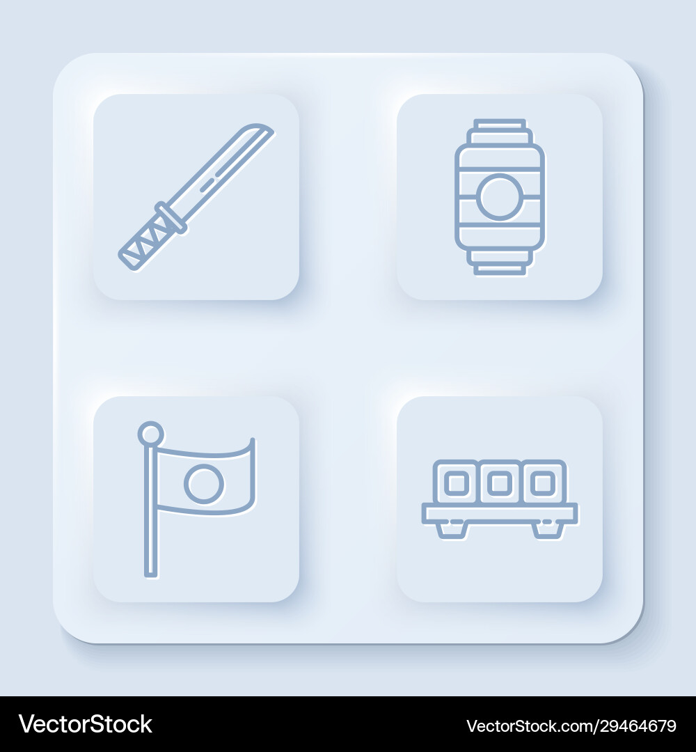 Set line traditional japanese katana Royalty Free Vector