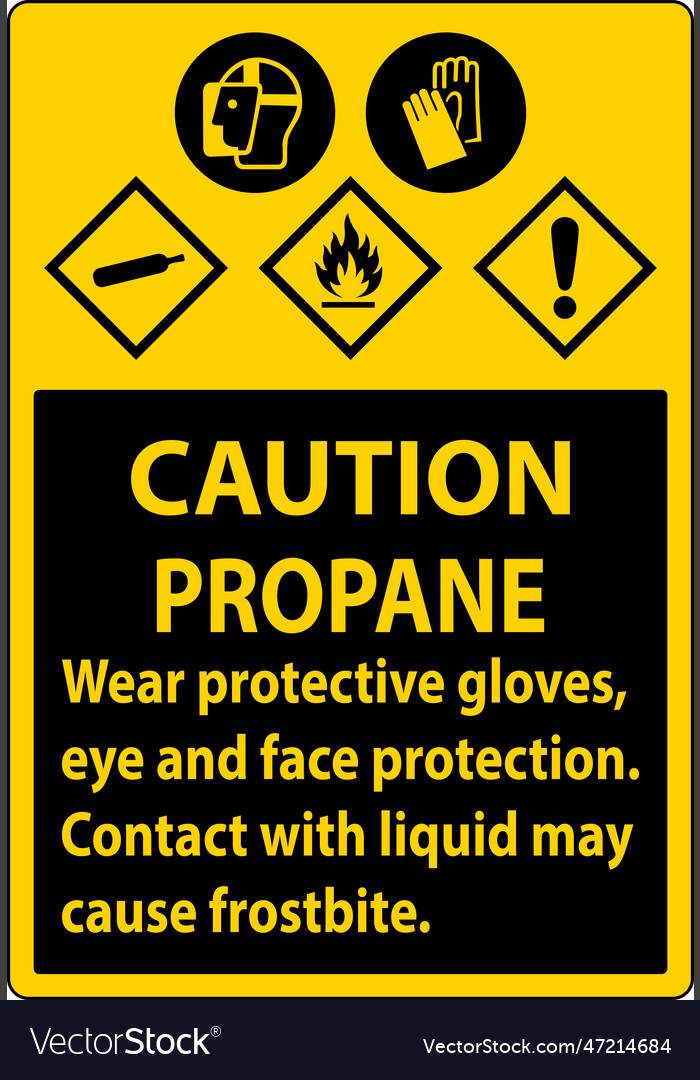 Caution propane flammable gas ppe ghs sign Vector Image Caution propane flammable gas ppe ghs sign Vector Image