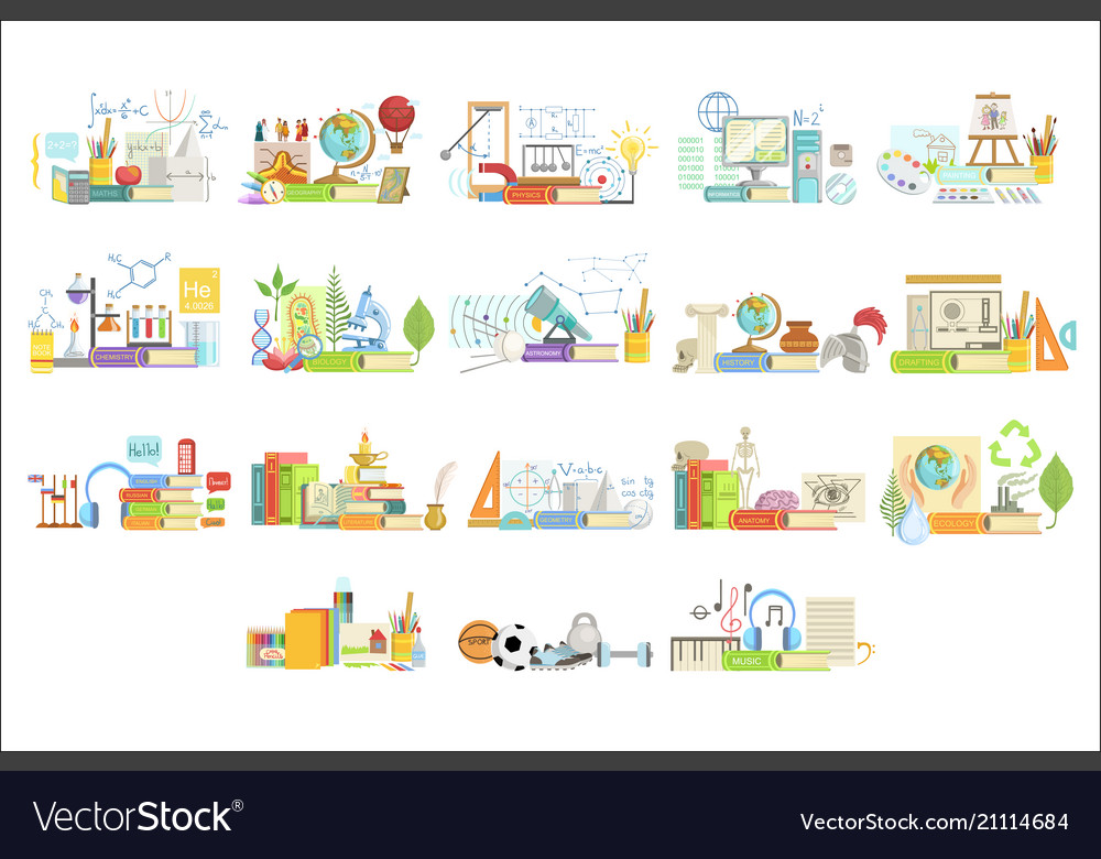 Different sciences related objects composition Vector Image