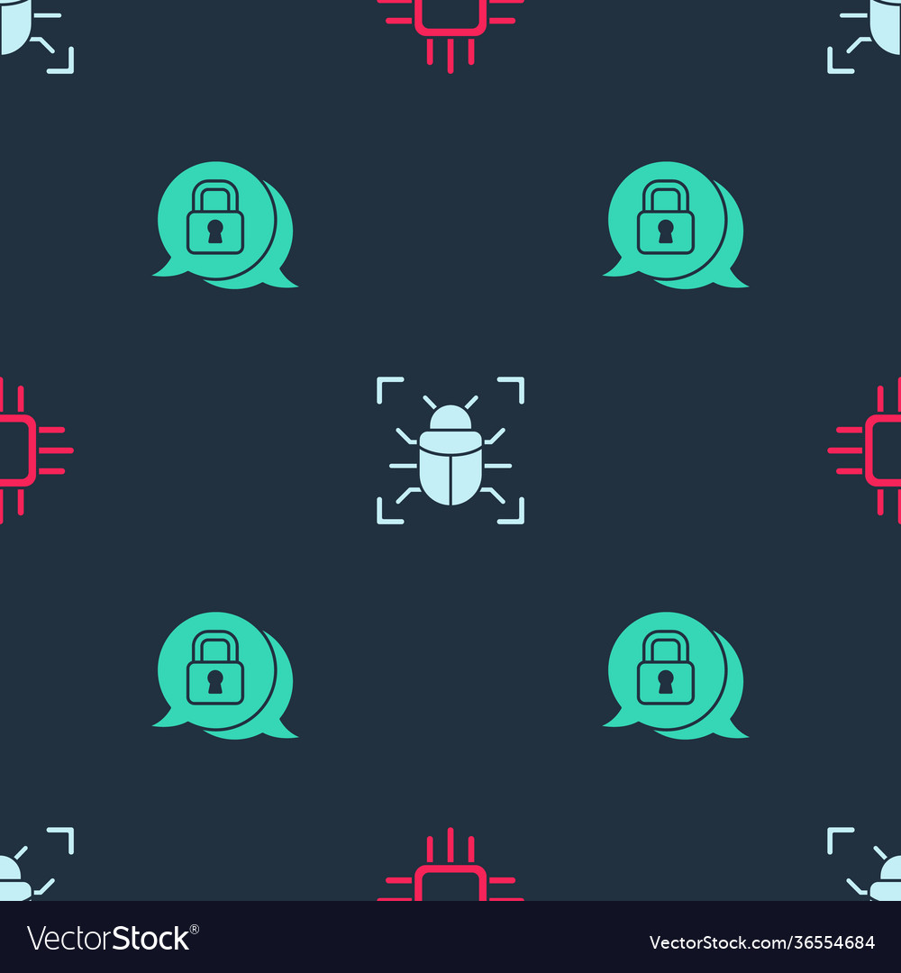 Set Processor With Microcircuits Cpu System Bug Vector Image 7908