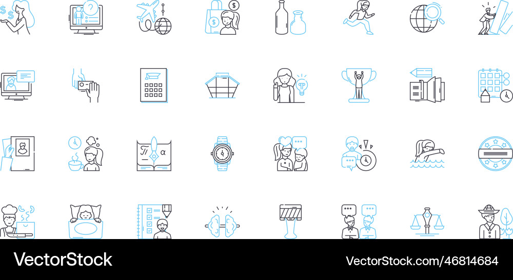 Writing instruments linear icons set pen pencil Vector Image