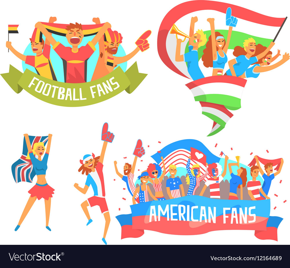 Cheering Happy Crowds Of National Sport Team Fans Vector Image